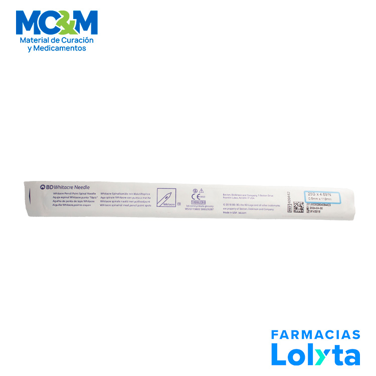 AGUJA WHITACRE 25 G X 4 11/16 IN LARGA BD REF 409442 | Website MC&M