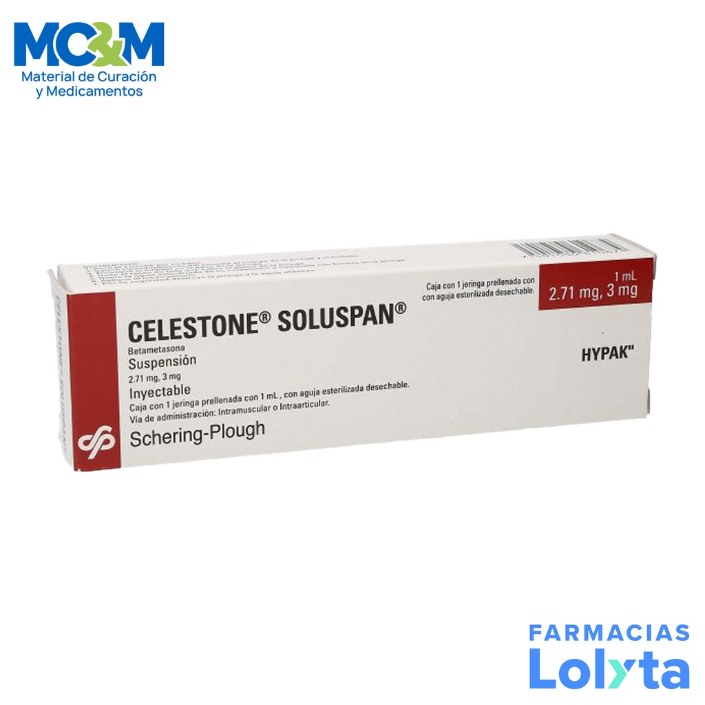 CELESTONE SOLUSPAN HYPAK SUSP INY 2.71MG/3MG/ML BETAMETASONA LAB SCHERING PLOUGH | Website MC&M