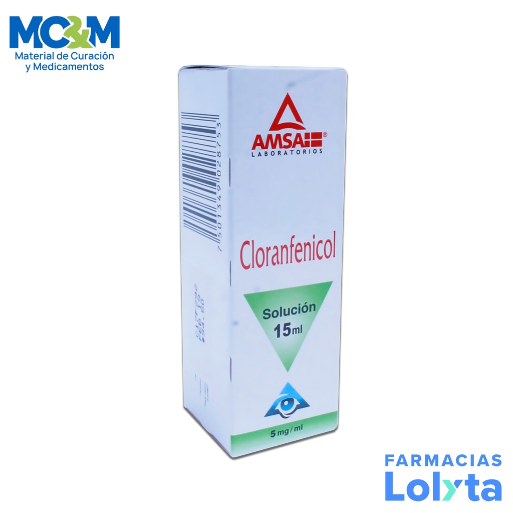 CLORANFENICOL SOL OFTALMICA 5 MG/ML FCO GOTERO C/15 ML LAB AMSA (RF ...