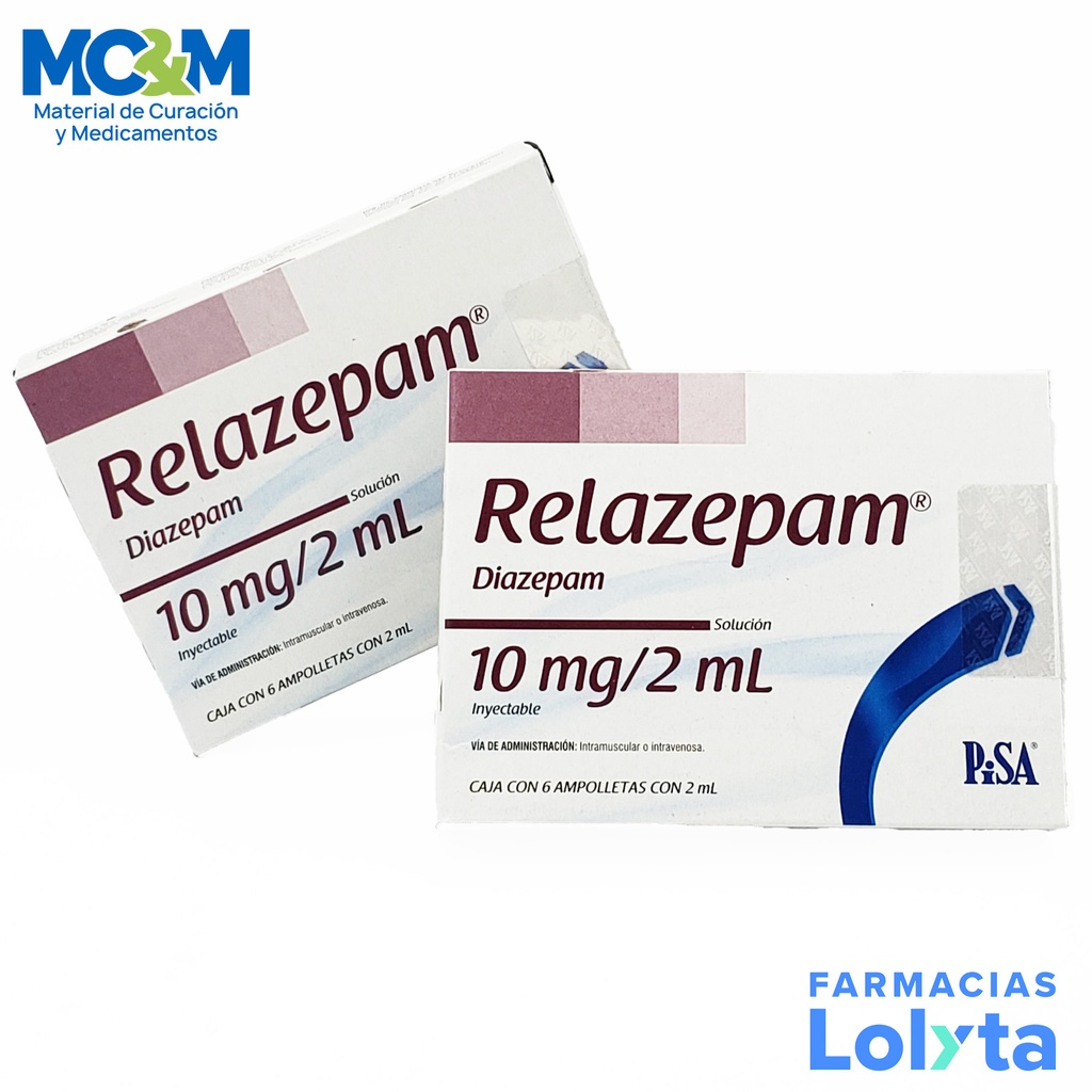 DIAZEPAM SOL INY 10 MG/2ML C/6 AMP RELAZEPAM PISA GRUPO II | Website MC&M