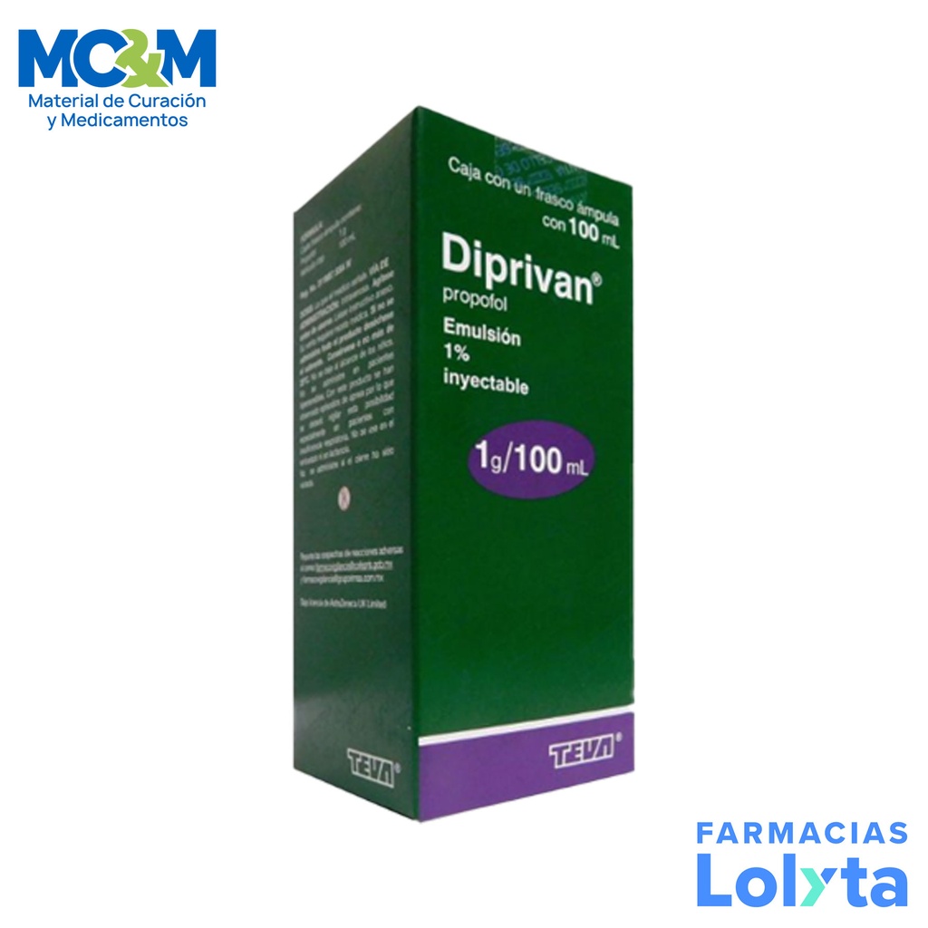 DIPRIVAN EMULSION INY 1 G/100 ML PROPOFOL LAB TEVA | Website MC&M