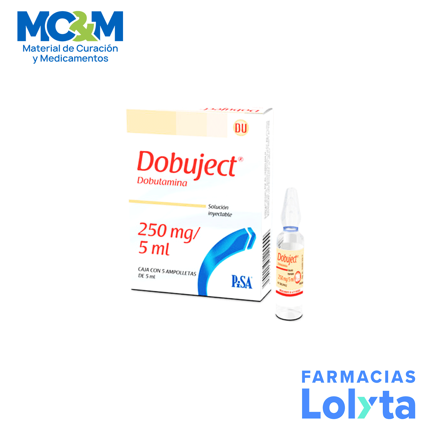 DOBUTAMINA SOL INY 250 MG/5 ML C/5 AMP DOBUJECT LAB PISA | Website MC&M