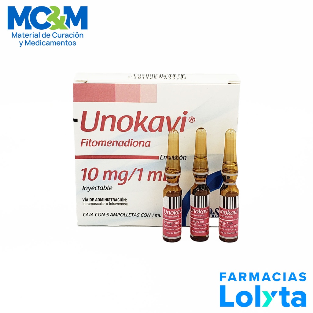 FITOMENADIONA SOL INY 10MG/1ML C/5 UNOKAVI LAB PISA | Website MC&M