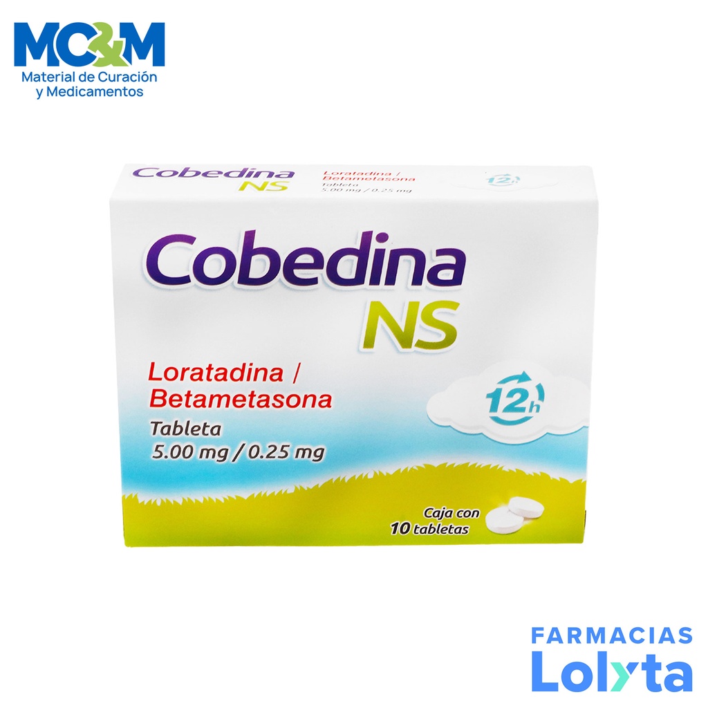 LORATADINA BETAMETASONA 5 MG/250 MCG C/10 TAB COBEDINA NS LAB COLLINS ...