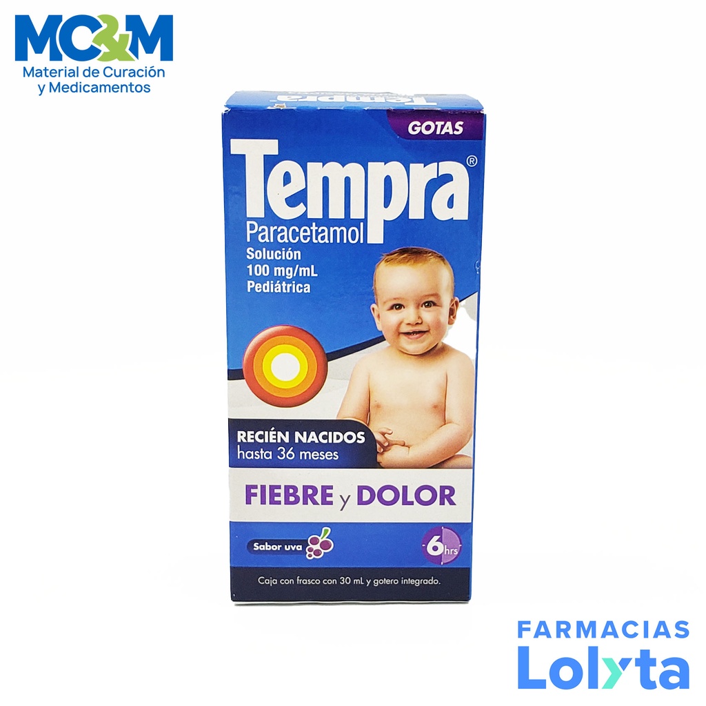 TEMPRA SOLUCION PEDIATRICA 10 G/100 ML FCO C/30 ML PARACETAMOL LAB ...