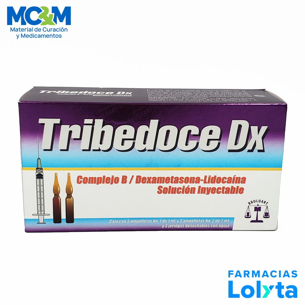 COMPLEJO B (TIAMINA/PIRIDOXINA/CIANOCOBALAMINA) DEXAMETASONA LIDOCAINA SOL INY 100/100/5/4/30 MG ...