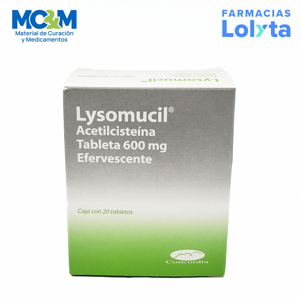 LYSOMUCIL 600MG C/20 TAB EFERVESCENTE ACETILCISTEINA LAB CONCORDIA ...
