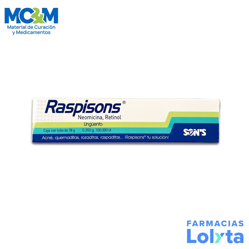 NEOMICINA/RETINOL 0.350G/100 000UI UNGÜENTO C/28G RASPISONS LAB SONS | Website MC&M