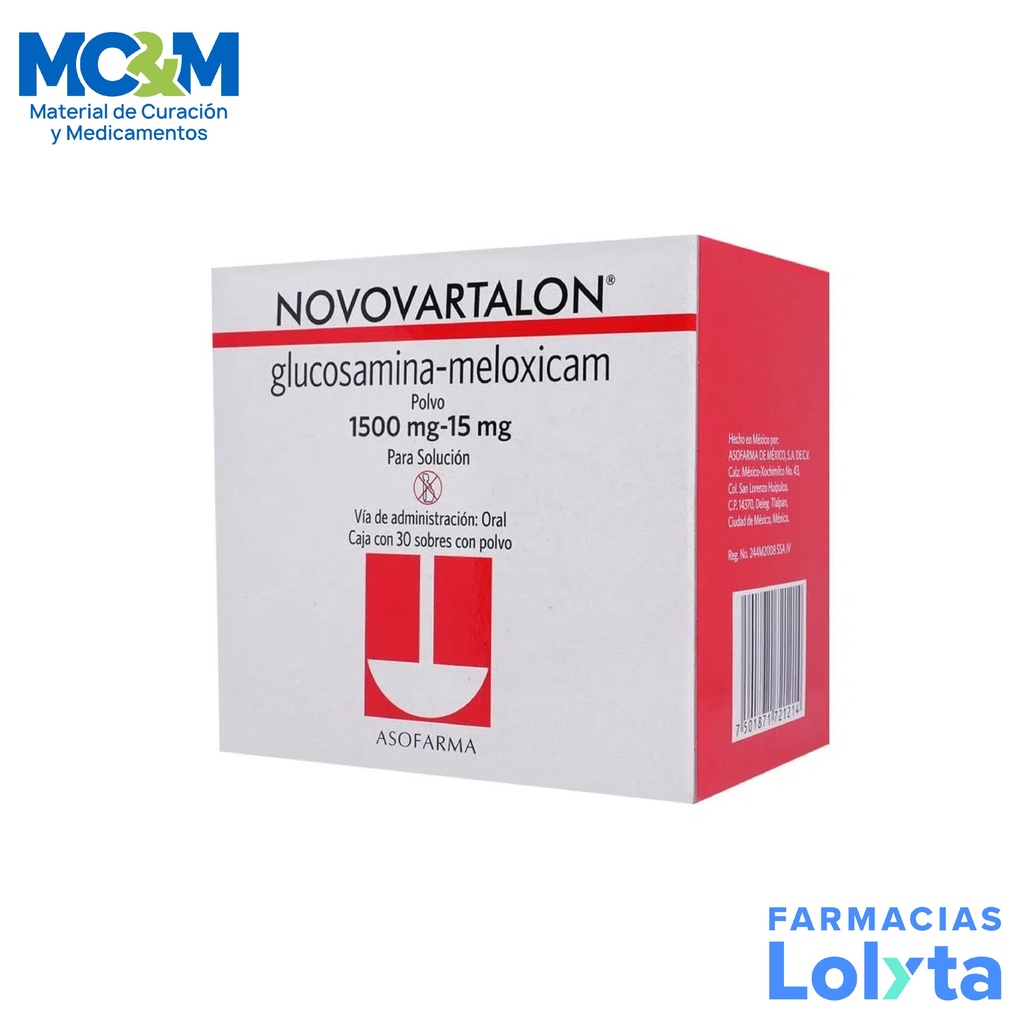 NOVOVARTALON POLVO 1500/15 MG C/30 SOBRES GLUCOSAMINA MELOXICAM LAB ...