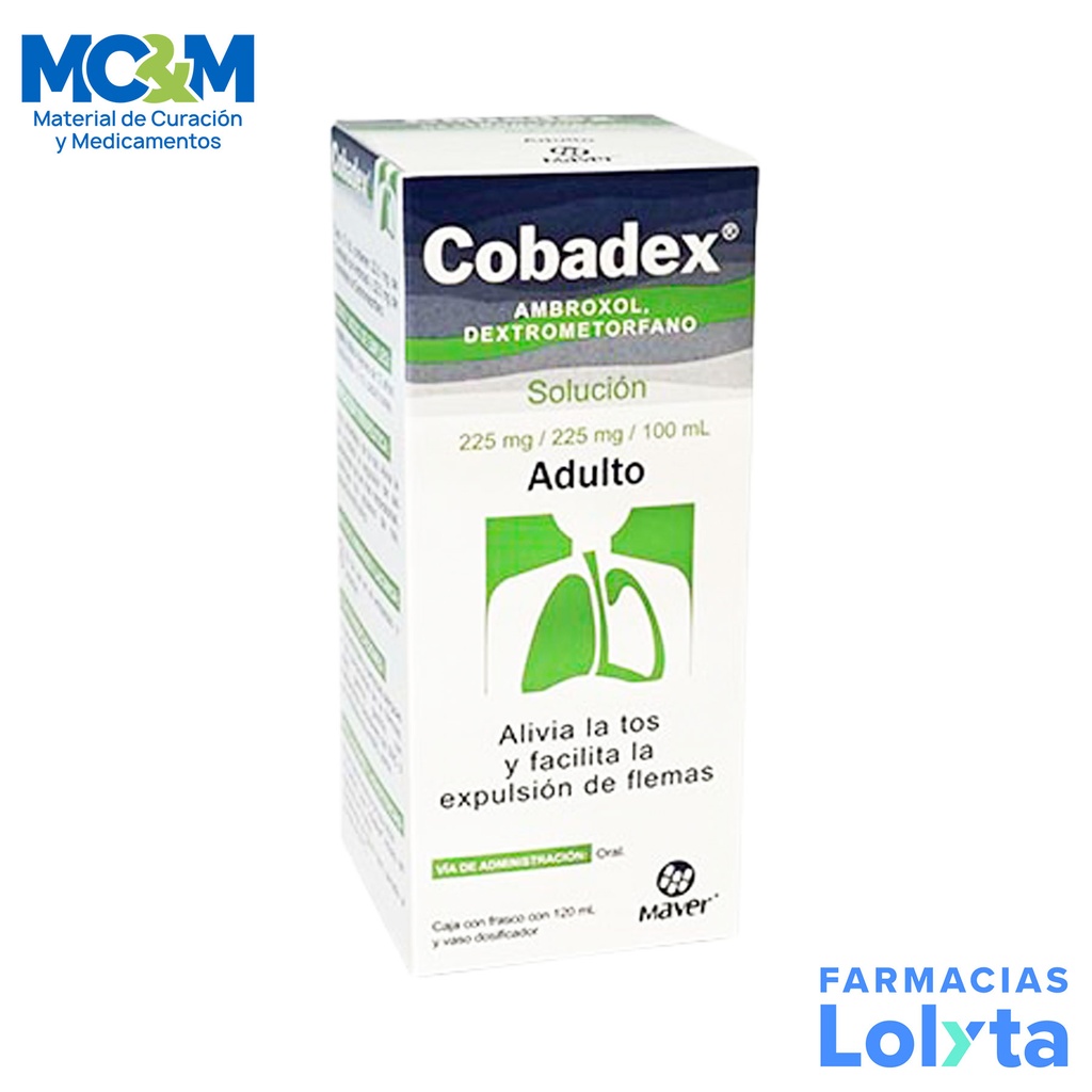AMBROXOL DEXTROMETORFANO 225/225MG/100ML SOL ORAL FCO C/120 ML COBADEX ...