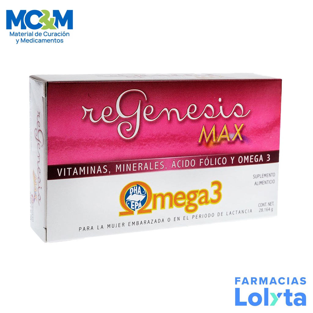 REGENESIS MAX C/30 CAPS OMEGA 3 ACIDO FOLICO VITAMINAS MINERALES LAB ...