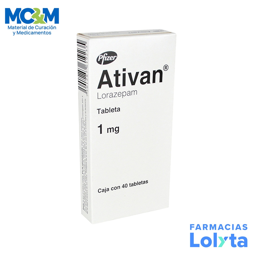 ATIVAN 1 MG C/40 TAB LORAZEPAM LAB PFIZER GRUPO II | Website MC&M
