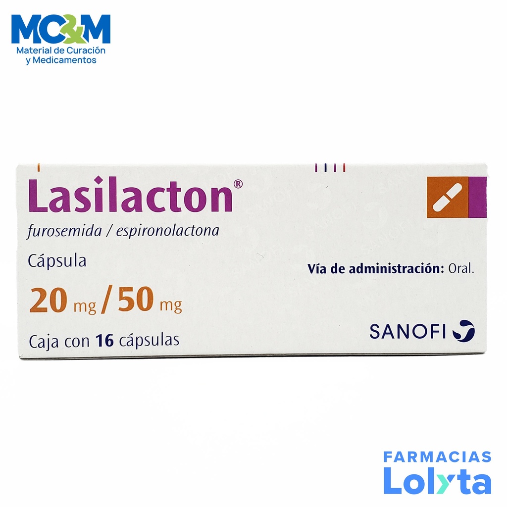 LASILACTON 20/50 MG C/16 CAP FUROSEMIDA ESPIRONOLACTONA LAB SANOFI ...