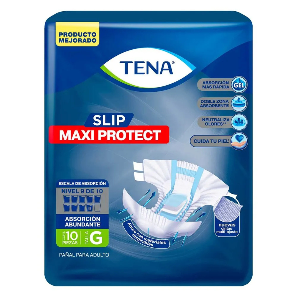 TENA SLIP MAXI PROTECT C/10 PZAS TALLA GRANDE PAÑAL PARA ADULTO LAB ...
